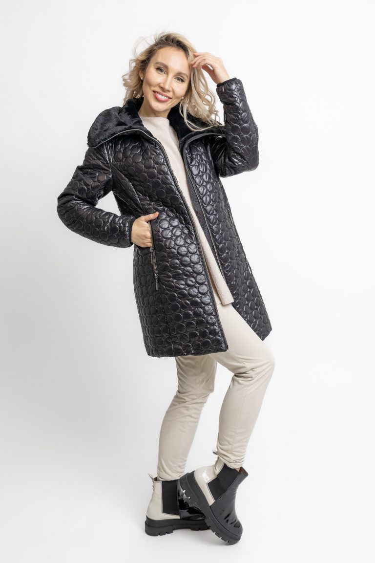 Helen Black Quilted Jacket with Eco Fur – BELIEVE by tuula rossi
