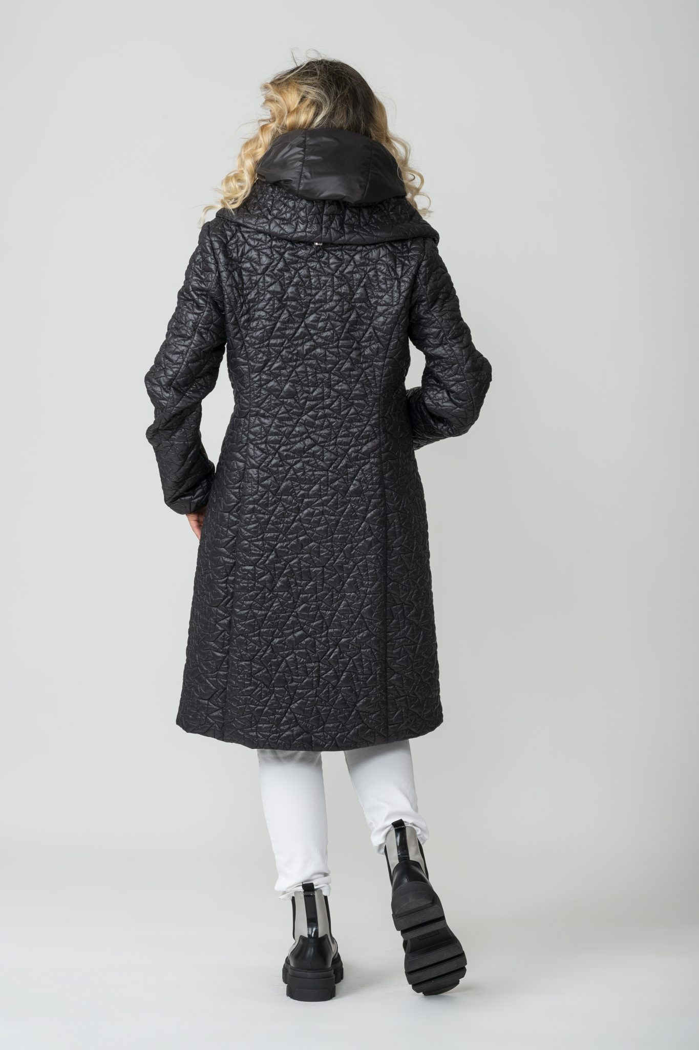 Light Black Quilted Coat for Women - Tiffany Light in black color